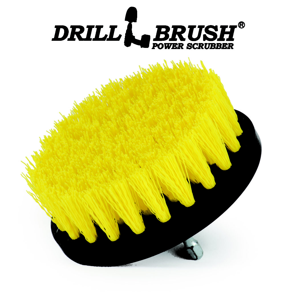 DRILL BRUSH - 4" FLAT BRUSH: YELLOW - Ducan Automotive